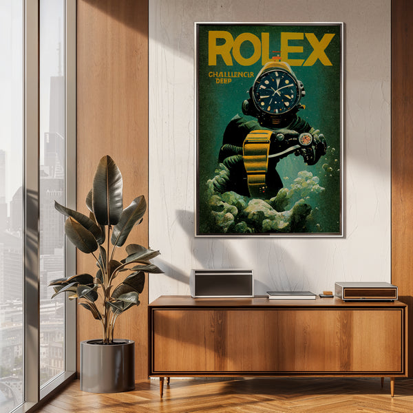 Vintage Dive Watch Poster | Retro Rolex Submariner Ad Inspired Print ...
